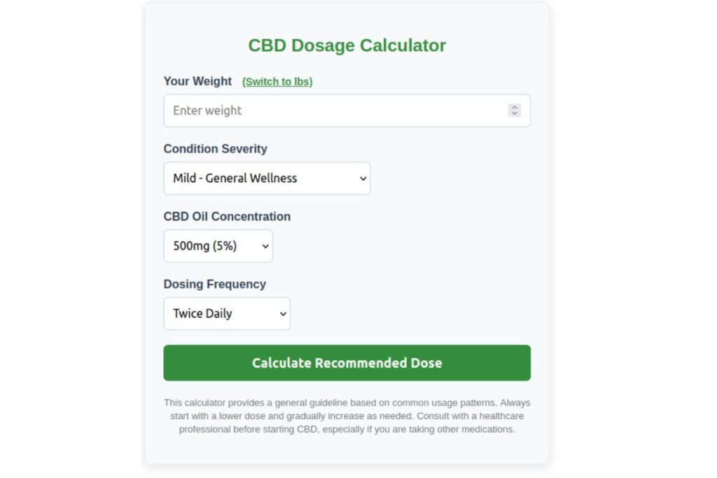 FREE CBD Dosage Calculator - Plant Based Remedy